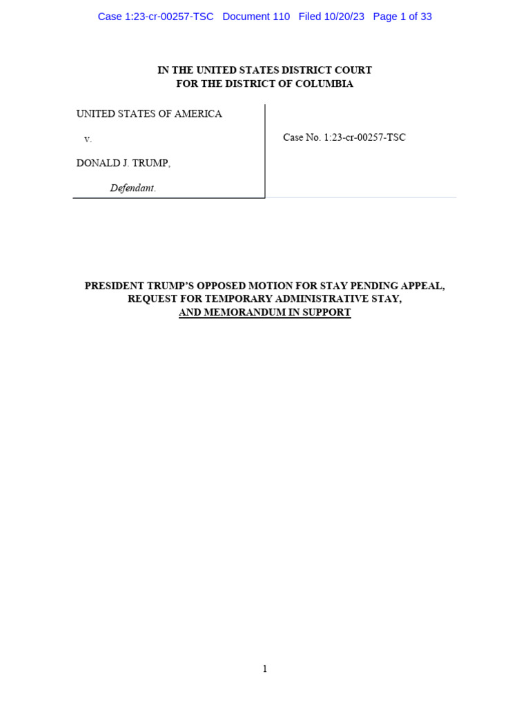 Gag Order - Trump Stay | PDF | First Amendment To The United States ...