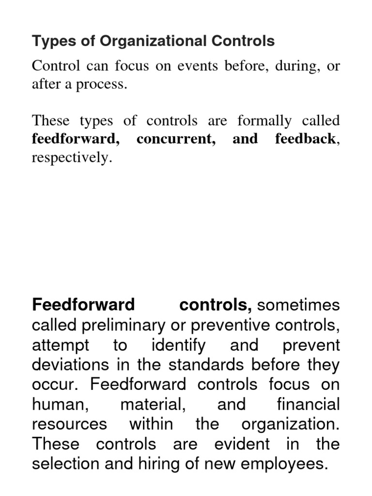 Types of Organizational Controls | PDF
