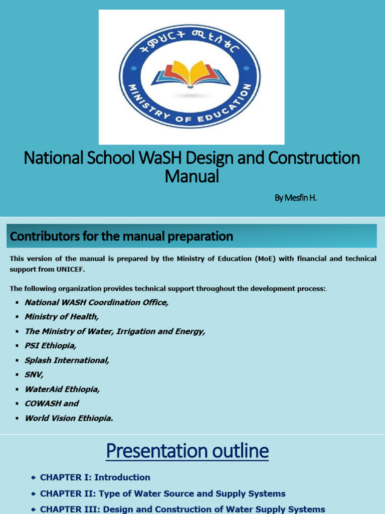 School WASH Design and Construction Manual | PDF | Wash | Sanitation