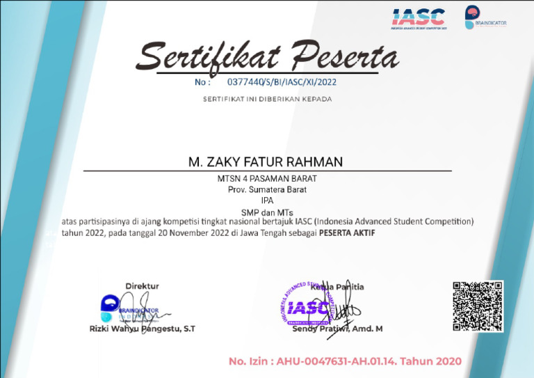Sertifikat Iasc 2022 | PDF