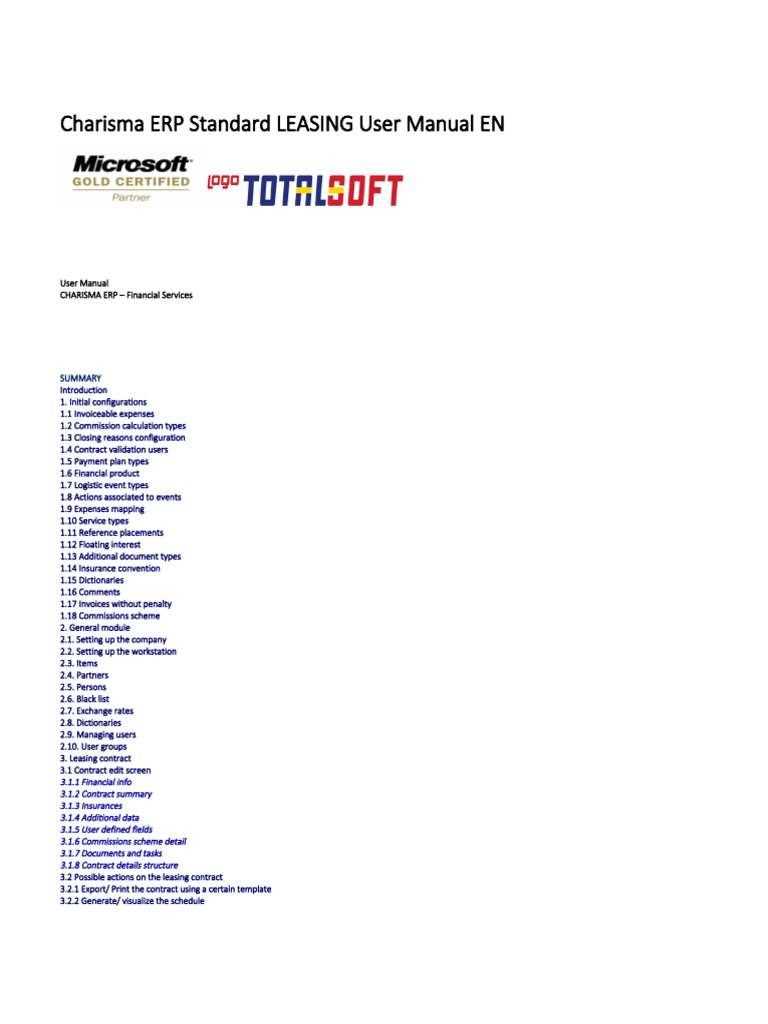 EFS CharismaERPStandardLEASINGUserManualEN 130722 1659 4 | PDF ...