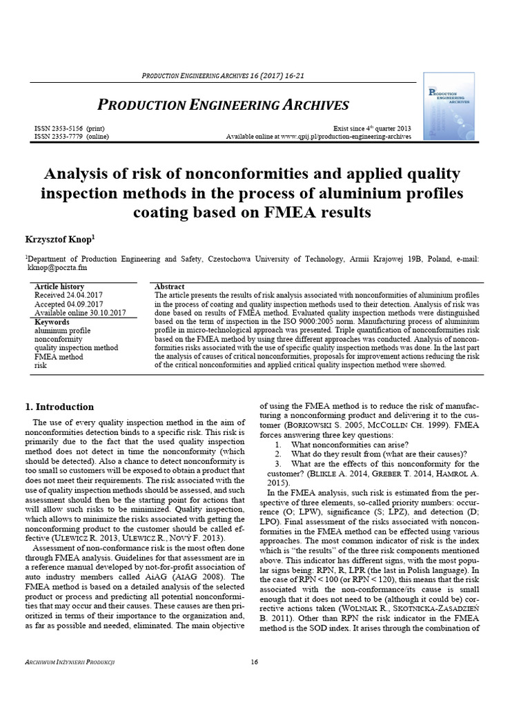 FMEA SOD Analysis | PDF | Risk | Business