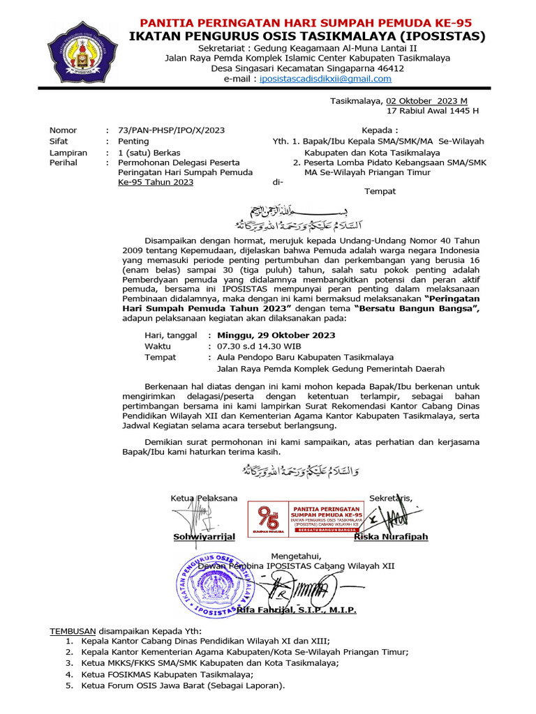 Surat Undangan Hari Sumpah Pemuda | PDF