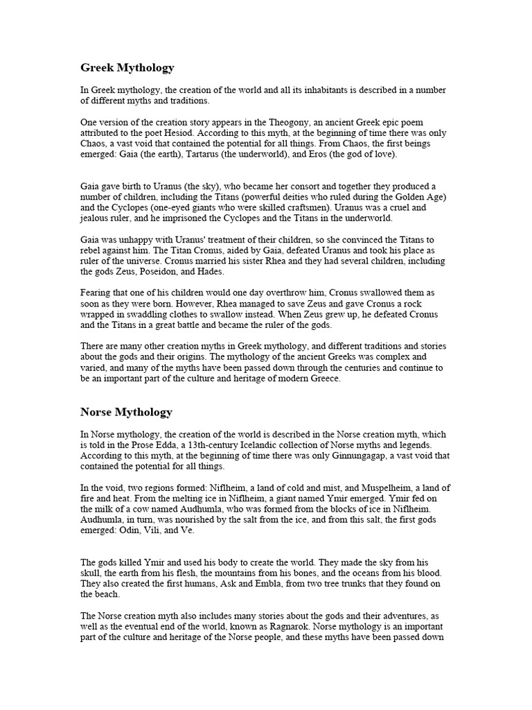 Creation Mythology | PDF | Greek Mythology | Zeus