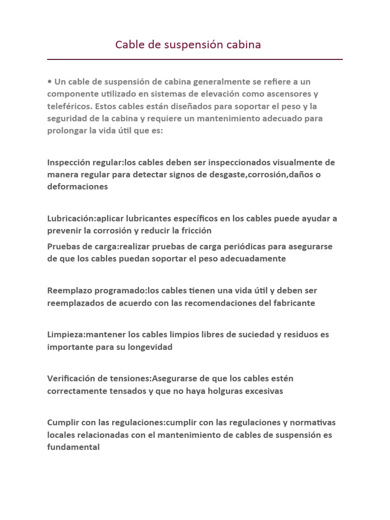Cable de Suspensión Cabina | PDF | Hogar, jardinería y bricolaje ...