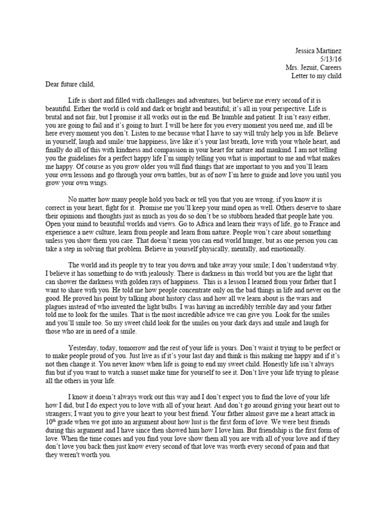 Letter To My Child | PDF | Love