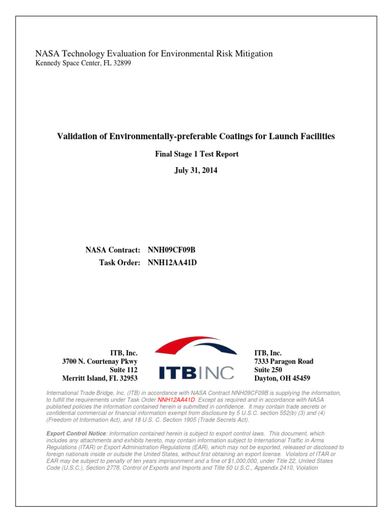Nasa-Report Validation of Environmentally-Preferable Coatings For ...