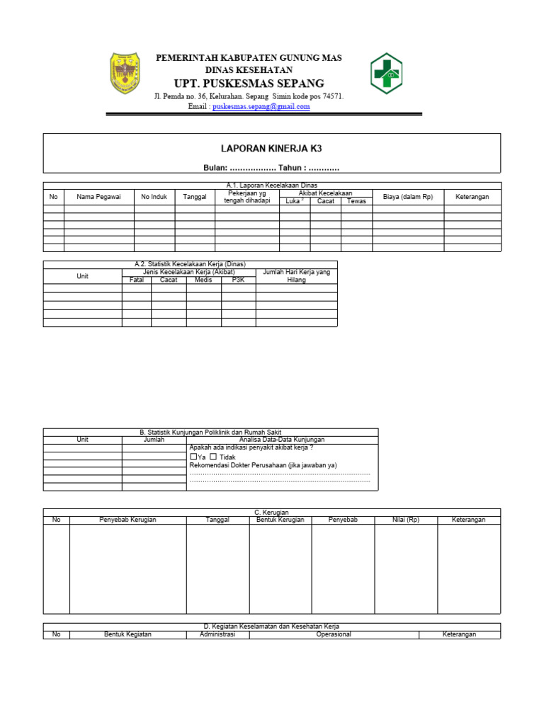 Form Laporan Kinerja K3 | PDF