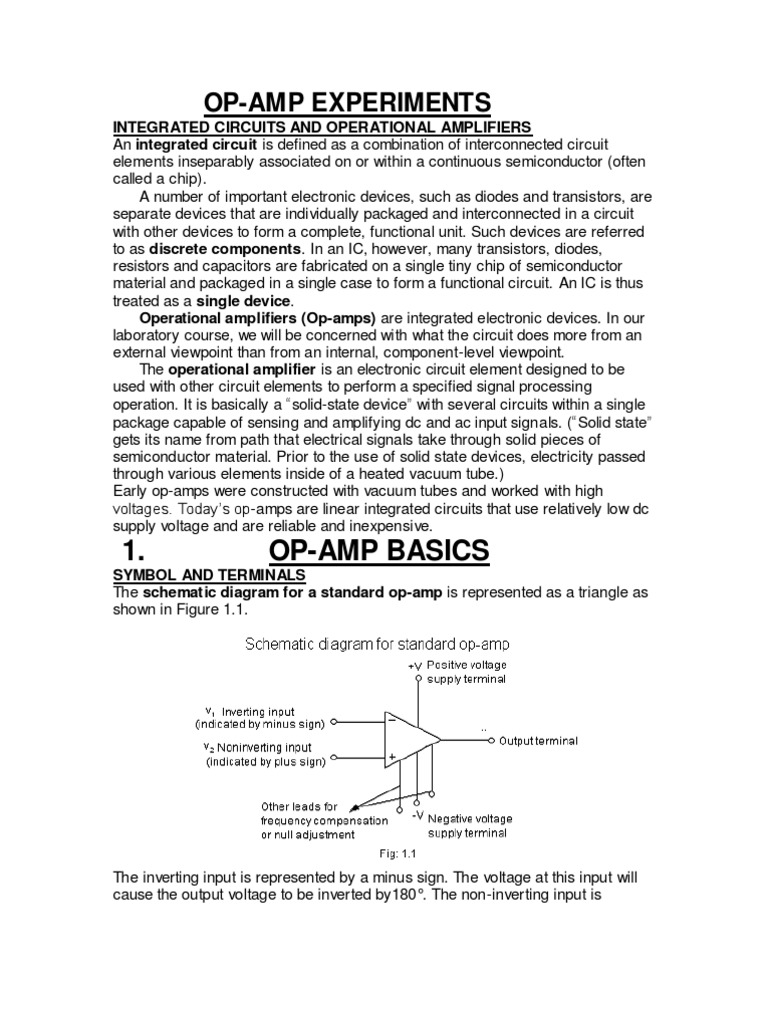 Op Amp Experiment Pdf Operational Amplifier Amplifier