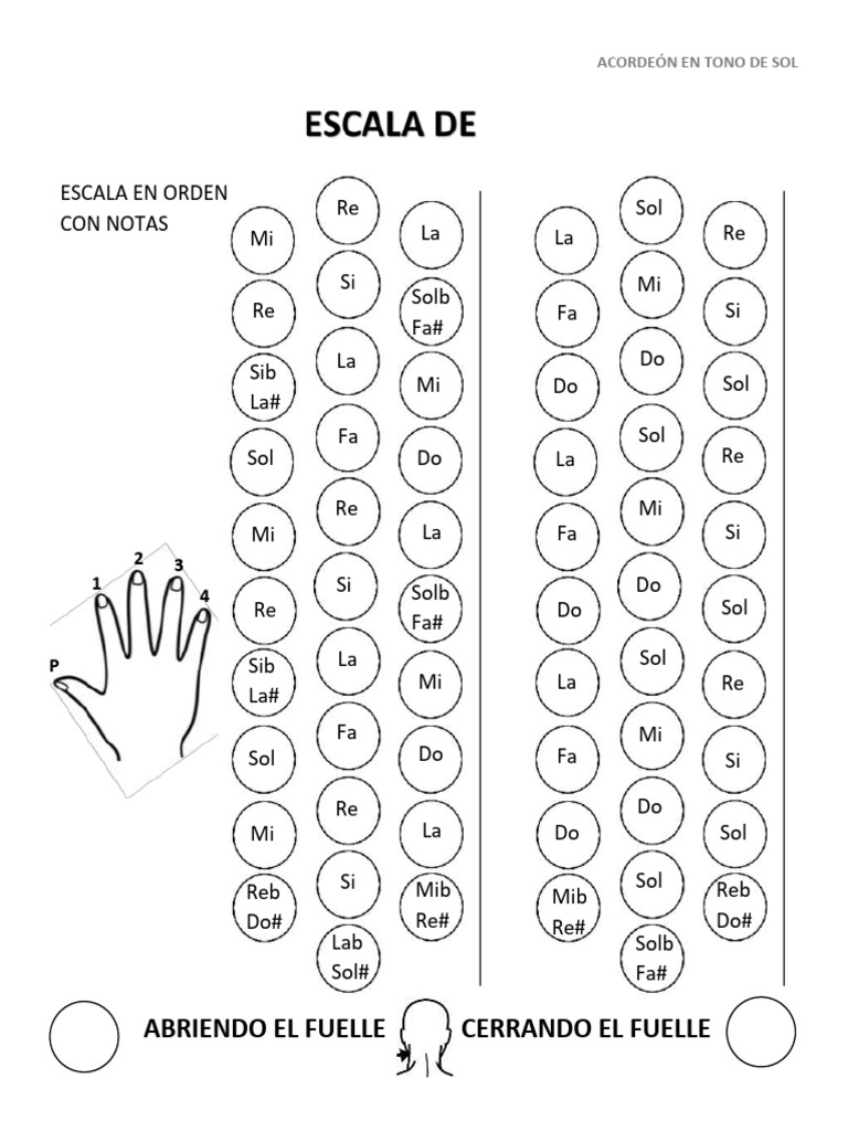 Escalas Acordeon Tono de Sol | PDF