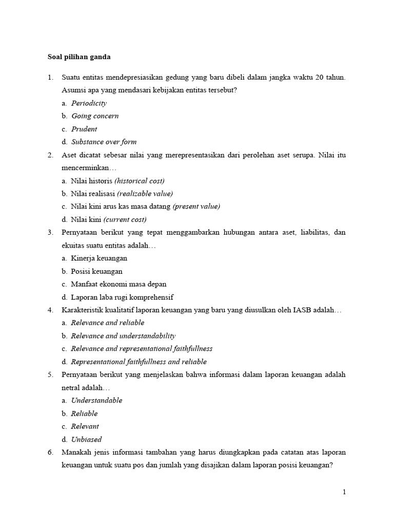 Soal Multiple Choice Akuntansi Keuangan Menengah | PDF