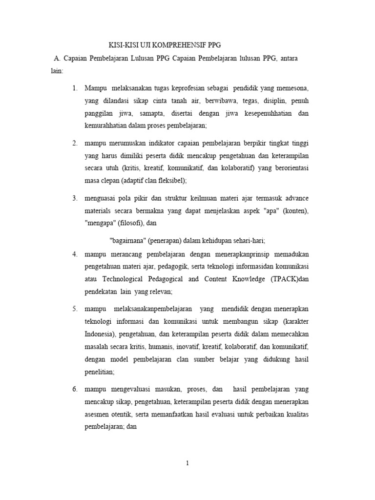 Uji Komprehensif PPG: Analisis dan Contoh | PDF