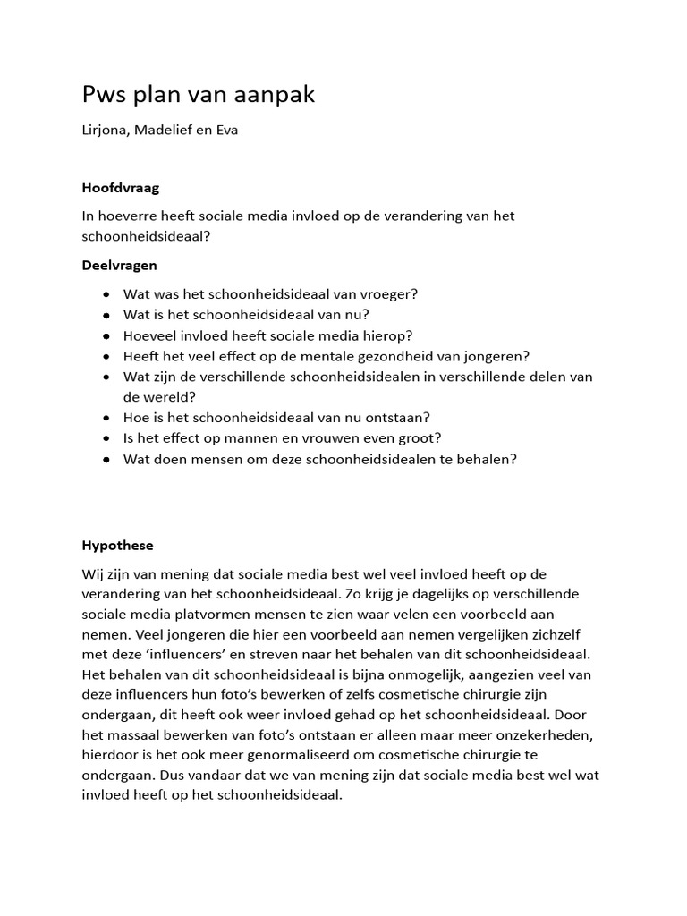 Pws Plan Van Aanpak | PDF