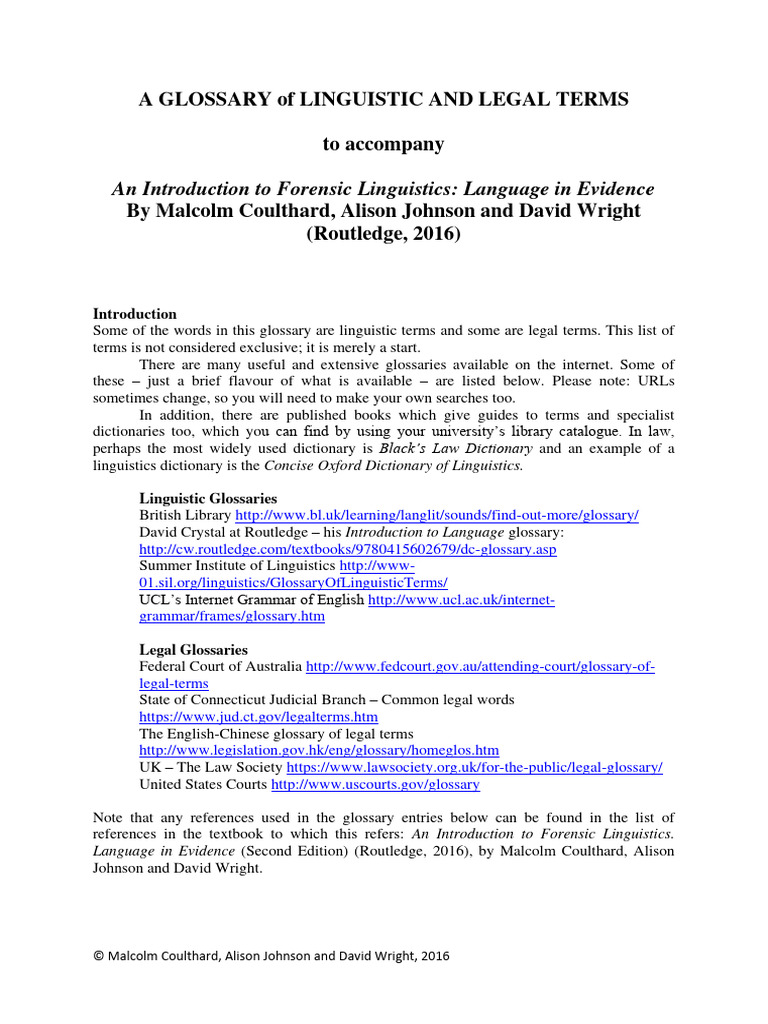 An Introduction To Forensic Linguistics: Language in Evidence | PDF | Linguistics | Witness