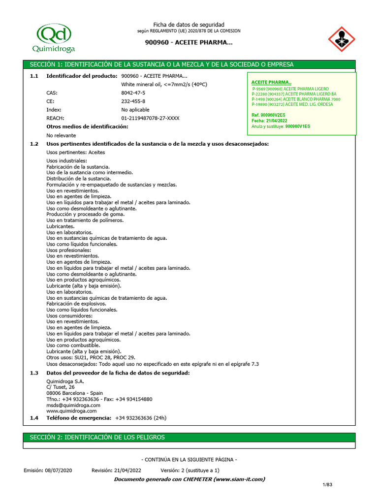 Fds Aceite Pharma | PDF