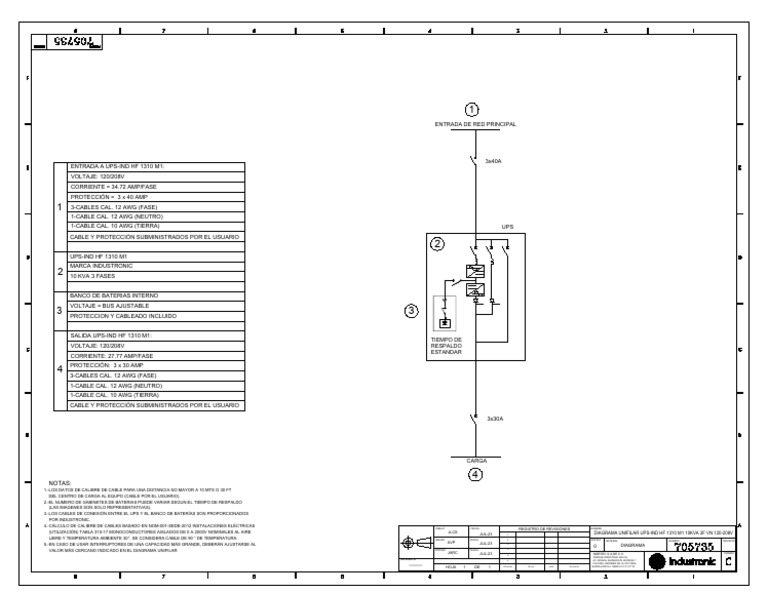 Diagrama Unifilar UPS-IND HF 1310 M1 | PDF | Poder (Física) | Cantidades fisicas