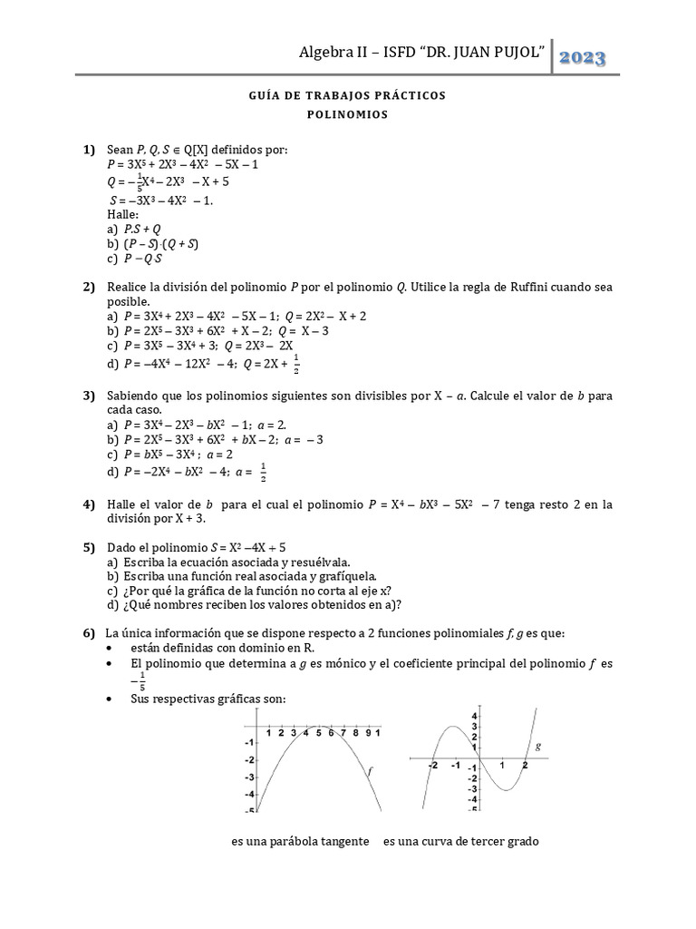 Guia 5 - Polinomios | PDF | Álgebra | Ciencia computacional