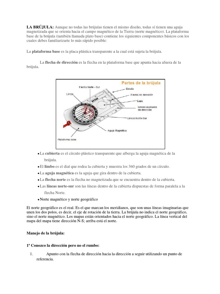 Orientación con Brújula y Norte Geográfico | PDF | Azimut | Brújula