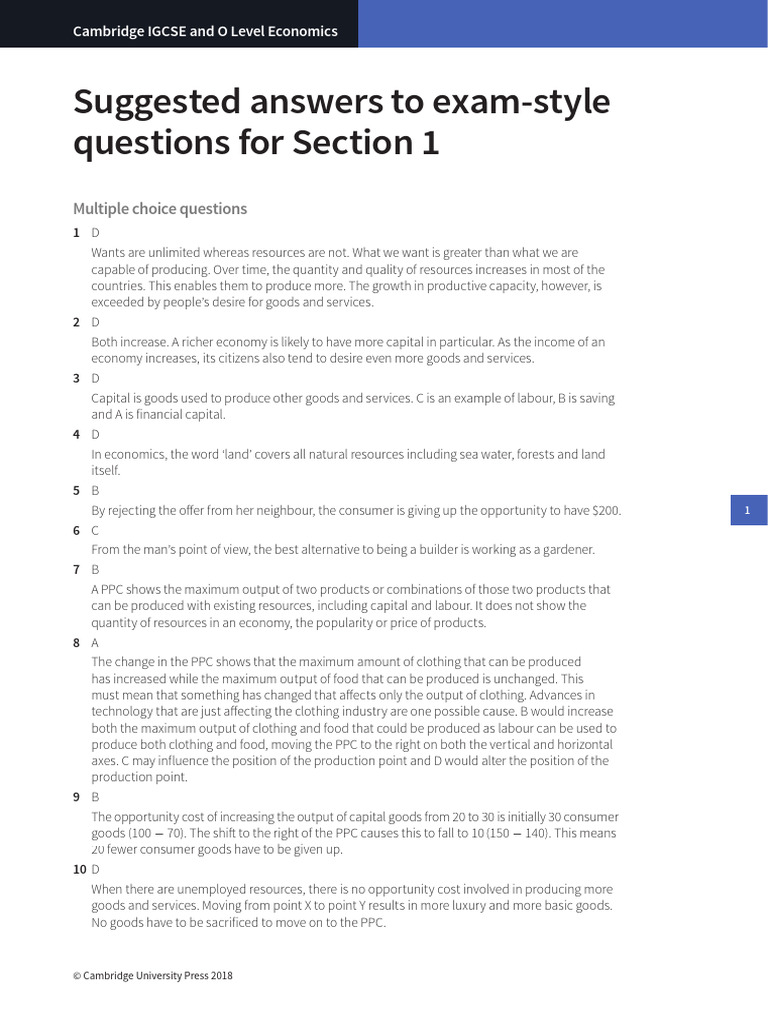 IGCSE Economics Coursebook Answers | PDF | Cost Of Living | Elasticity ...
