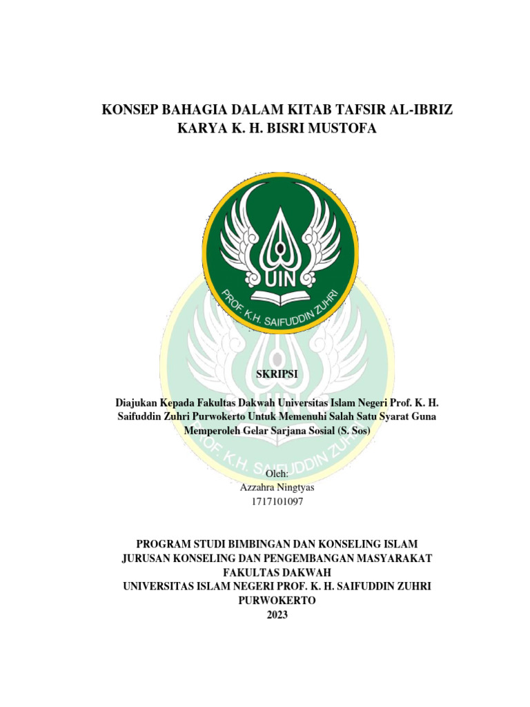 Azzahra Ningtyas - Konsep Bahagia Dalam Kitab Tafsir Al-Ibriz K. H ...