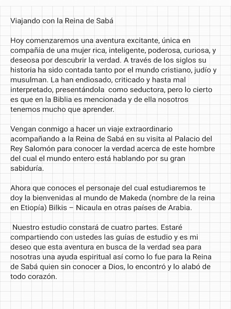 Viajando Con La Reina de Saba | PDF