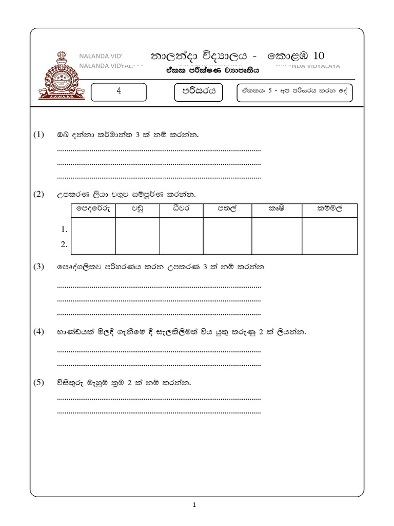 4 Parisaraya - Unit 05 | PDF