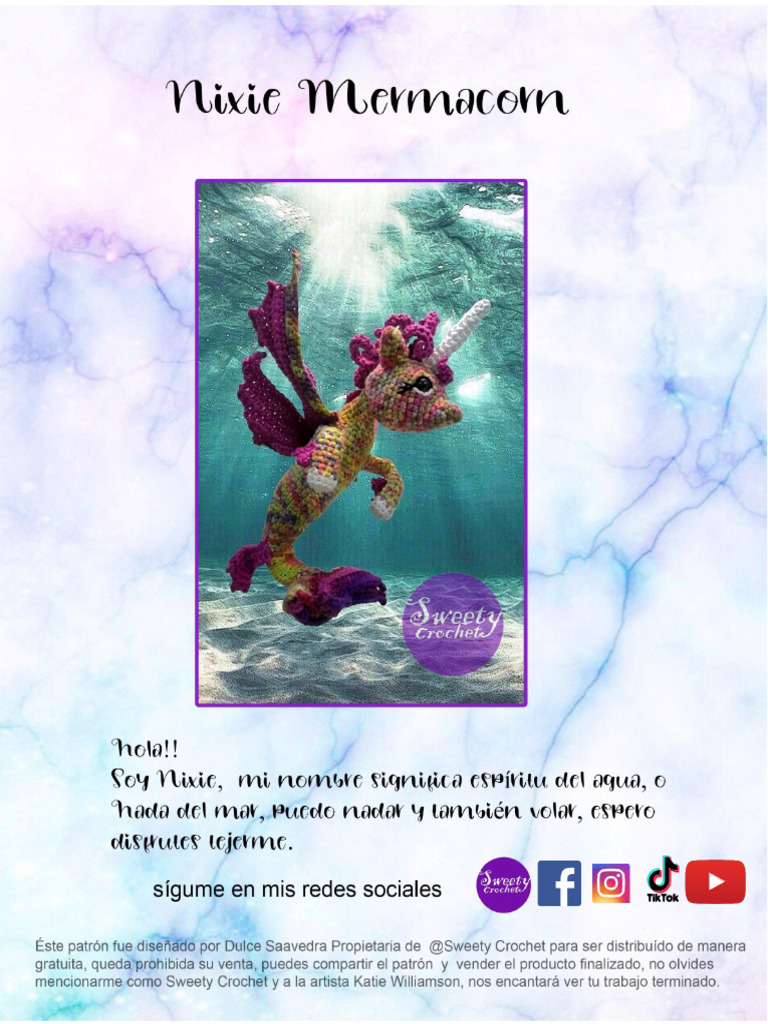 Patrón Gratuito Nixie Mermacorn by SweetyCrochet | PDF