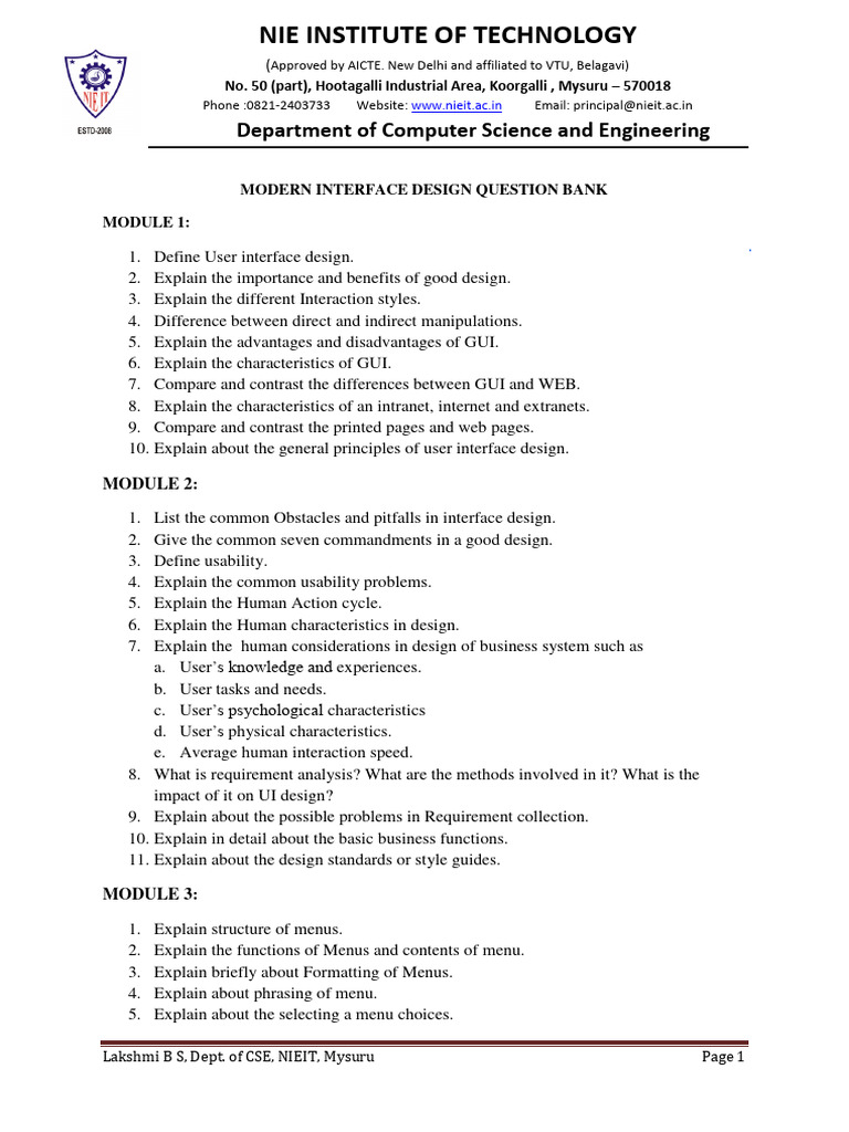 MID-Question Bank 2 | PDF | Graphical User Interfaces | User Interface Design