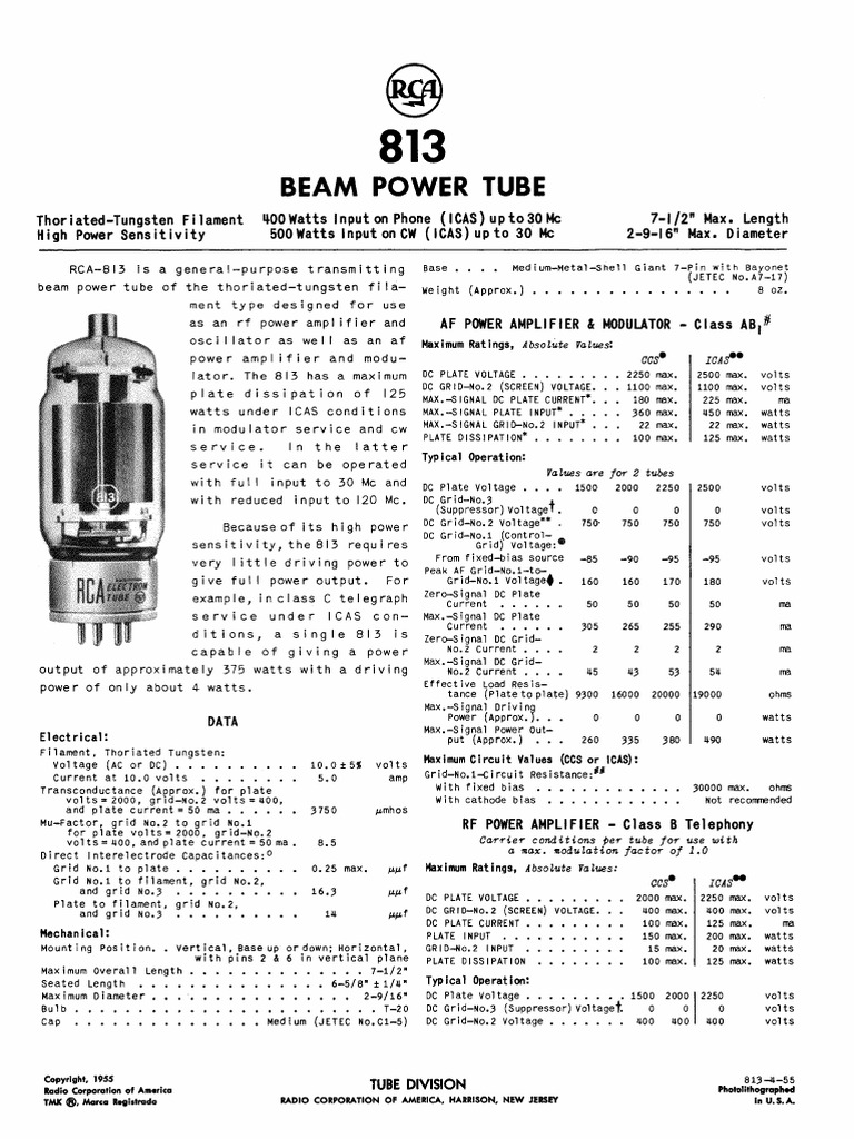 813 Beam Power Tube | PDF