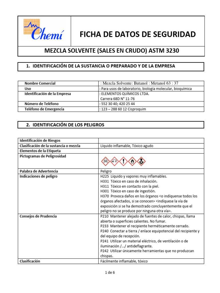 141 Mezcla Solvente Sales En Crudo Chemí Versión 3 2020 Pdf