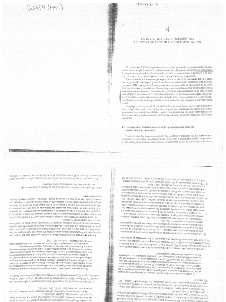 Valles, M. (1997) - Capítulo 4. La Investigación Documental Técnicas de Lectura y Documentación ...