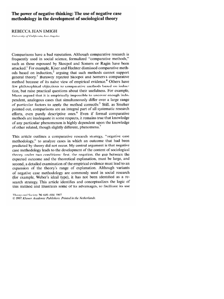 Rebecca Emigh 1997 - The Power of Negative Thinking | PDF