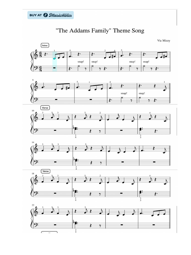 "The Addams Family" Theme Song | PDF