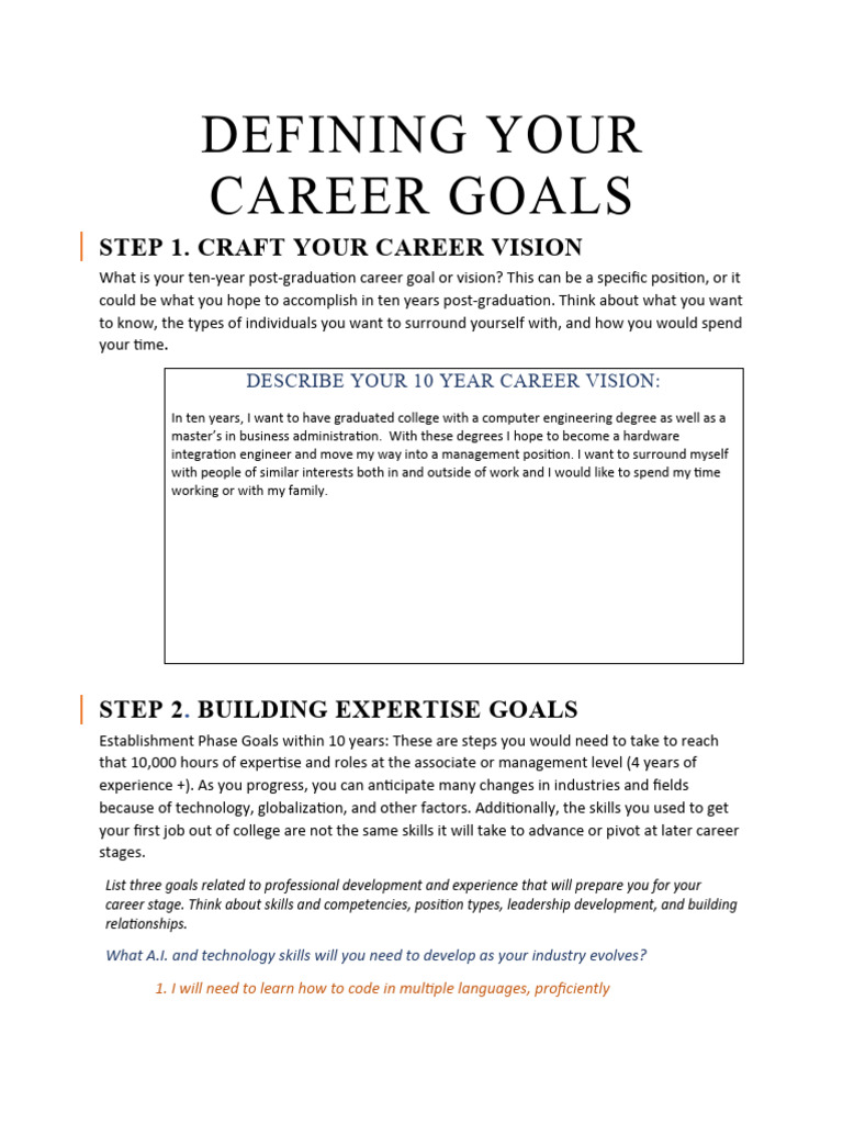 Career Goals and SMART Planning Guide | PDF | Goal | Artificial ...