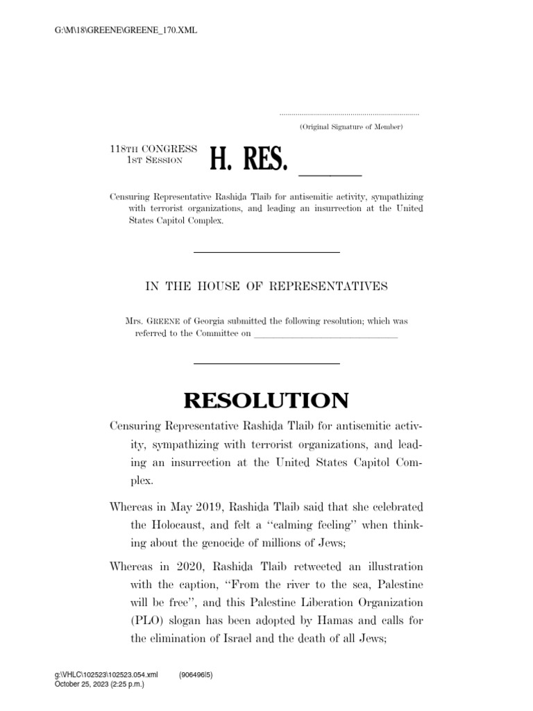 Tlaib Censure Resolution | PDF