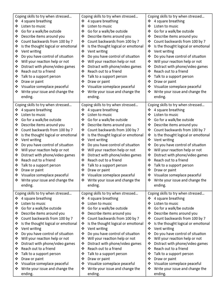 Coping Skills Cards | PDF | Neuropsychology | Mental Health