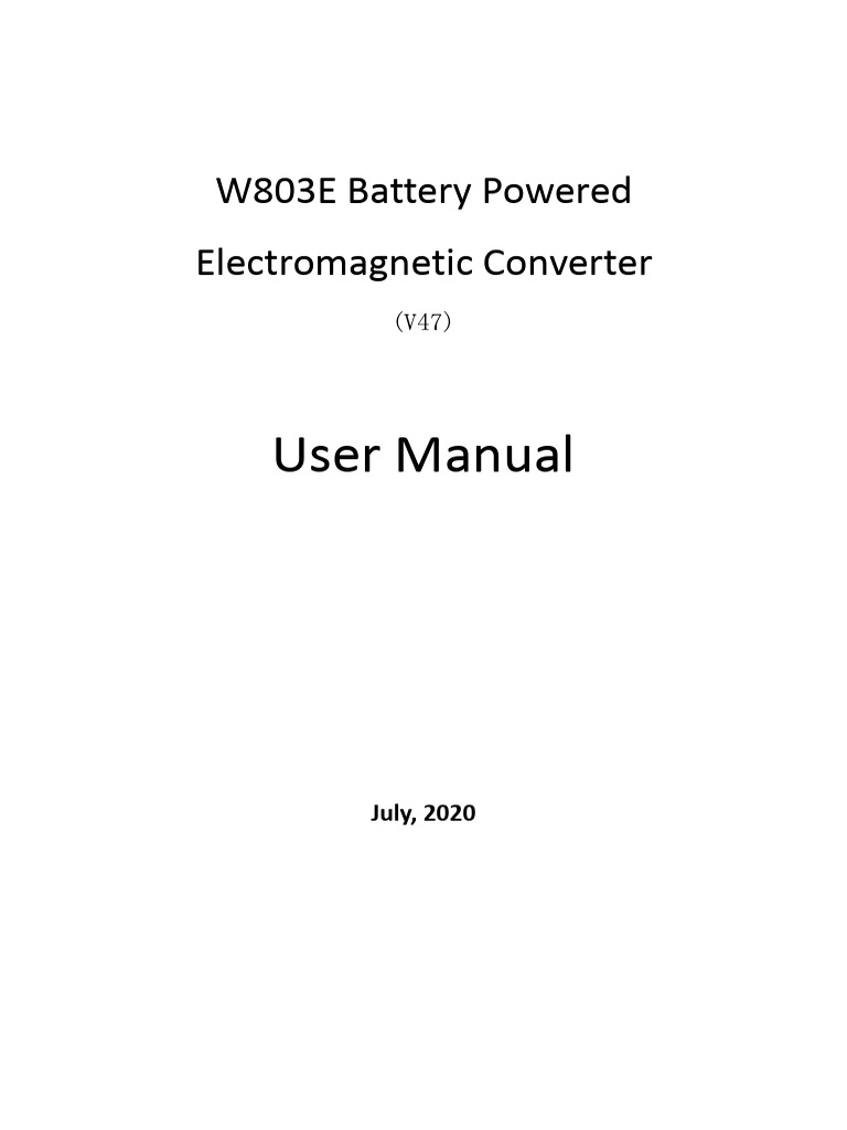 W803E Battery Powered Electromagnetic ConverterV47 | PDF