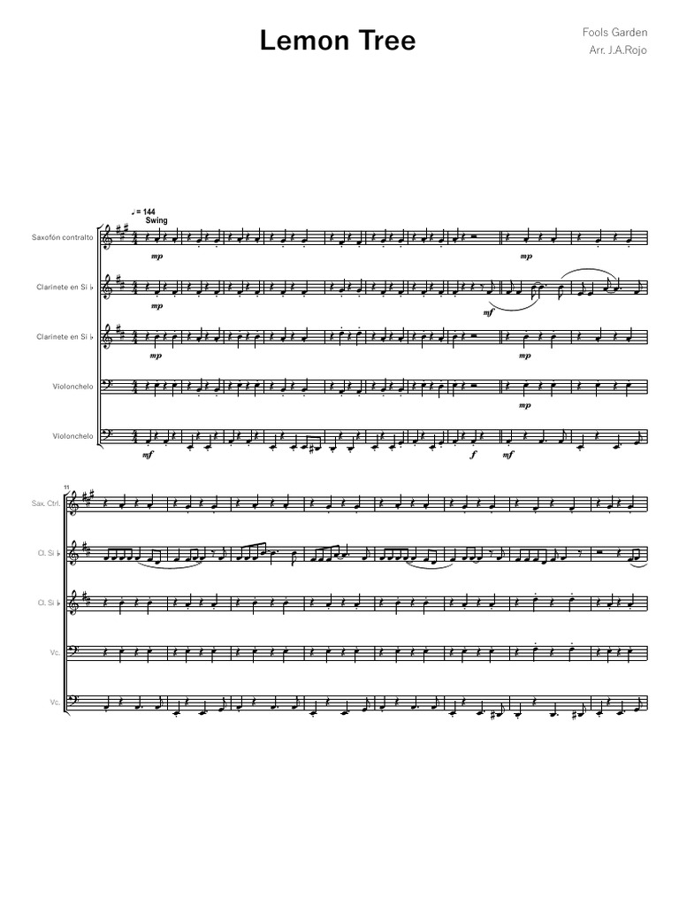 Lemon Tree-Partitura y Partes | PDF