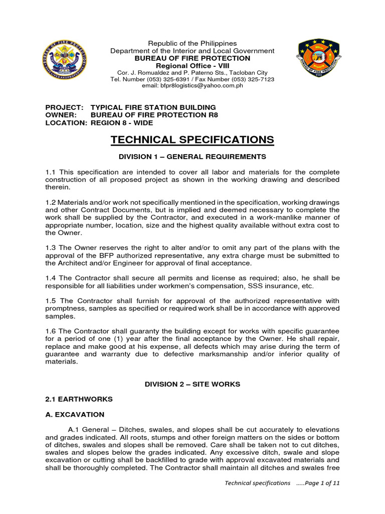 Fire Station Design Standards Philippines | PDF | Plumbing | Concrete