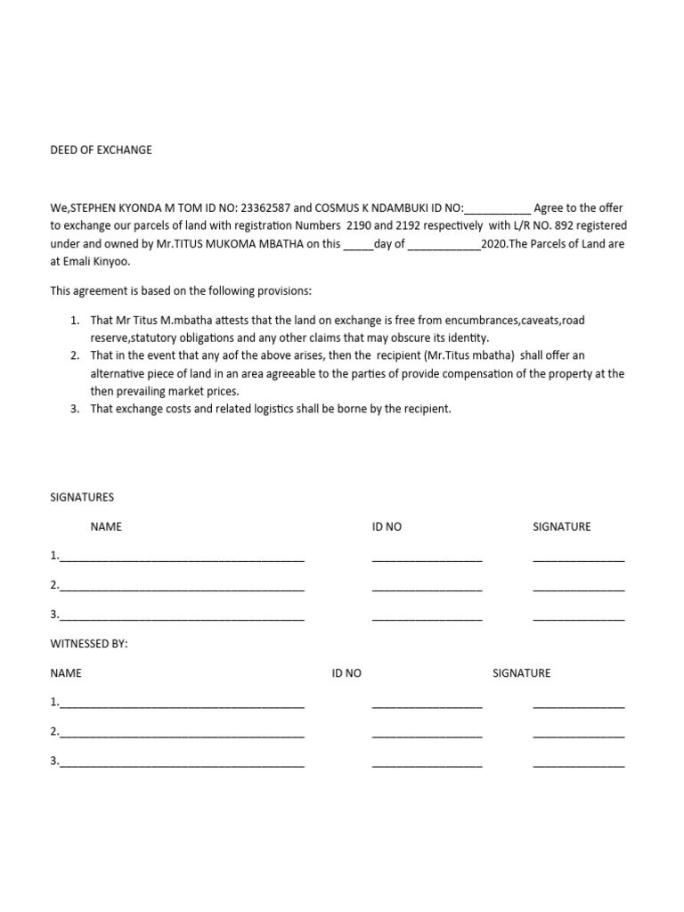 Deed of Exchange | PDF