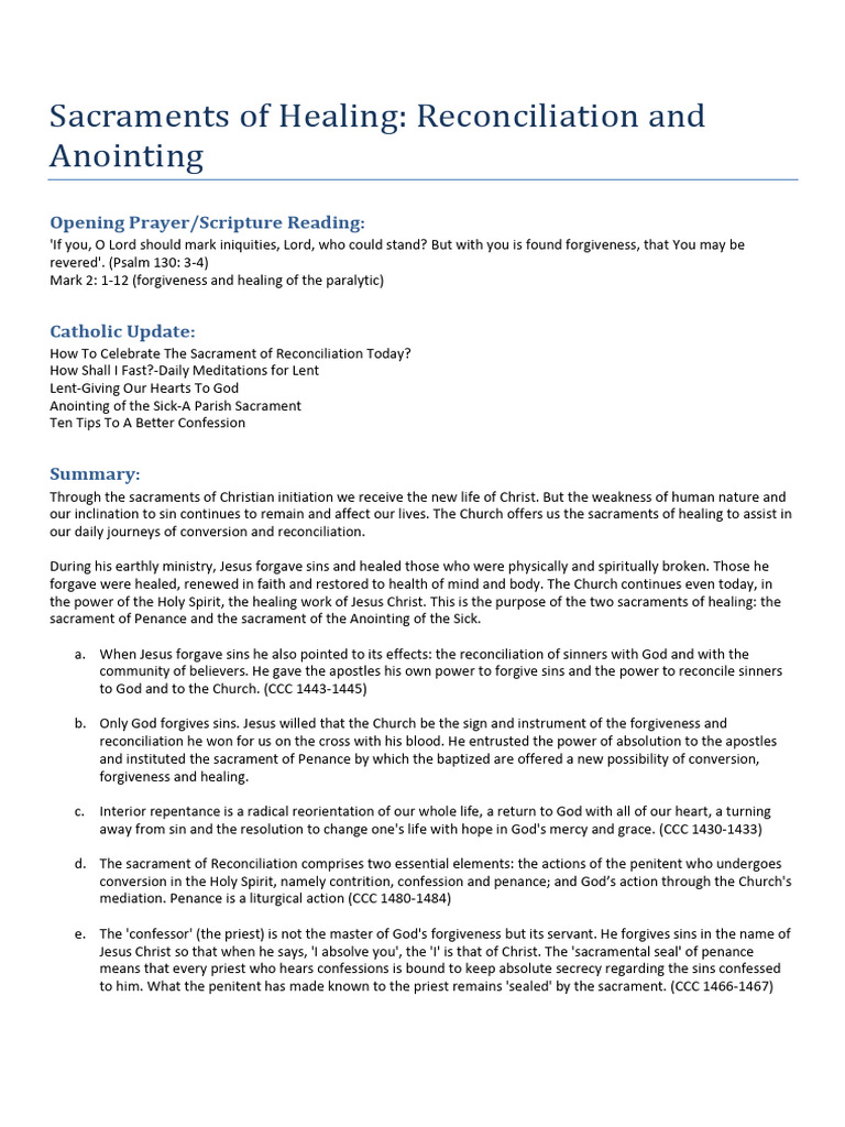 Sacraments of Healing | PDF | Penance | Sacraments