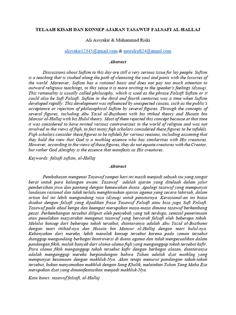 Pemikiran Al-Hallaj (Hulul) | PDF | Religious Belief And Doctrine ...