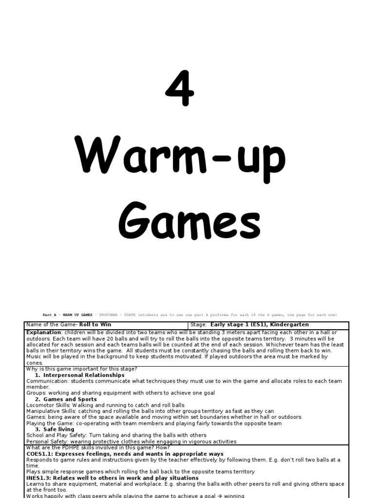 Fun Warm Up Games!!! | PDF | Nonverbal Communication | Communication