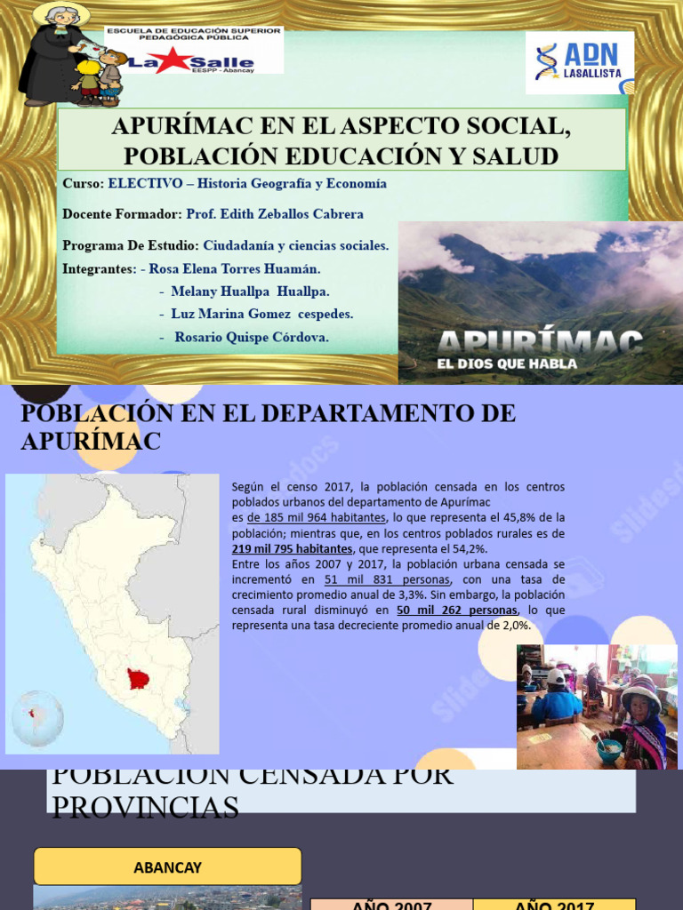 APURIMAC | PDF | Medicina | Enseñando