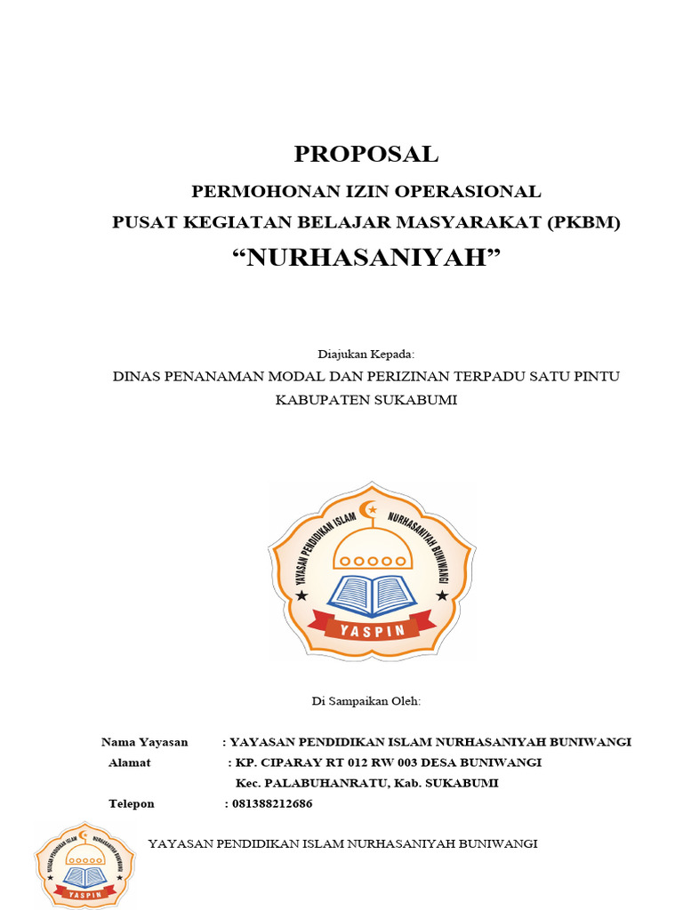 Proposal Ijin Operasional PKBM | PDF