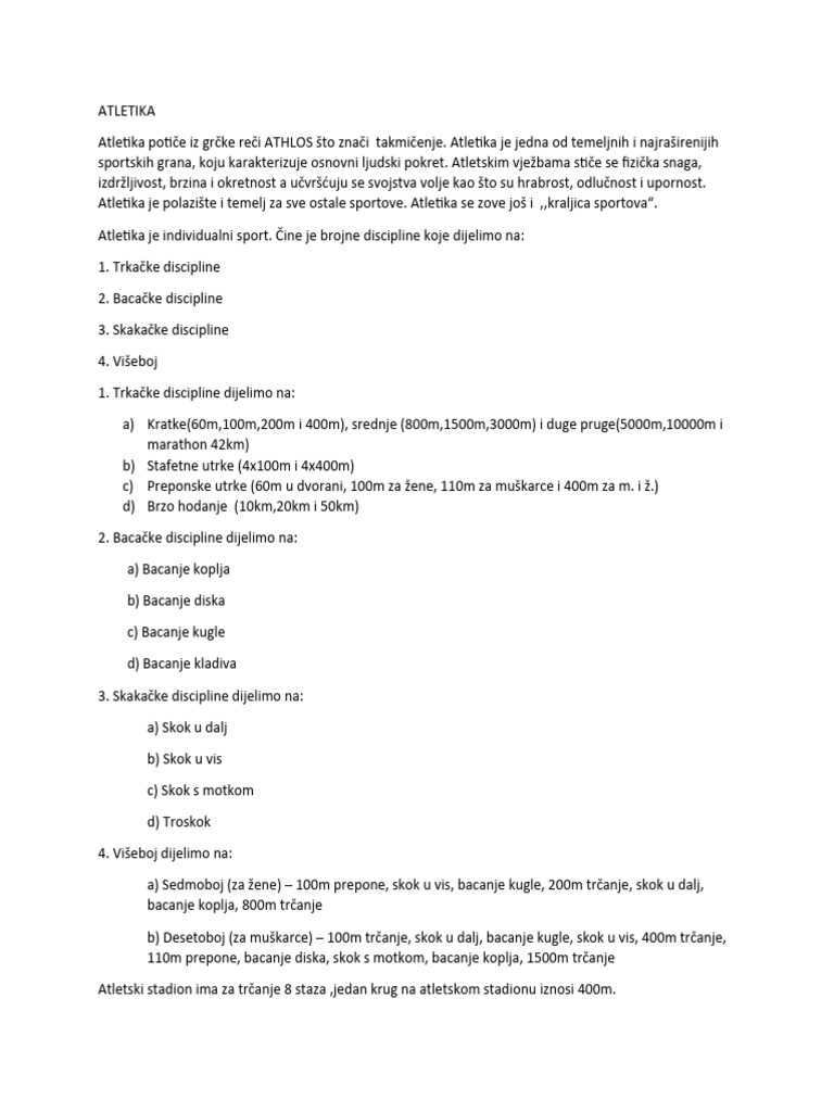 ATLETIKA Tekst | PDF