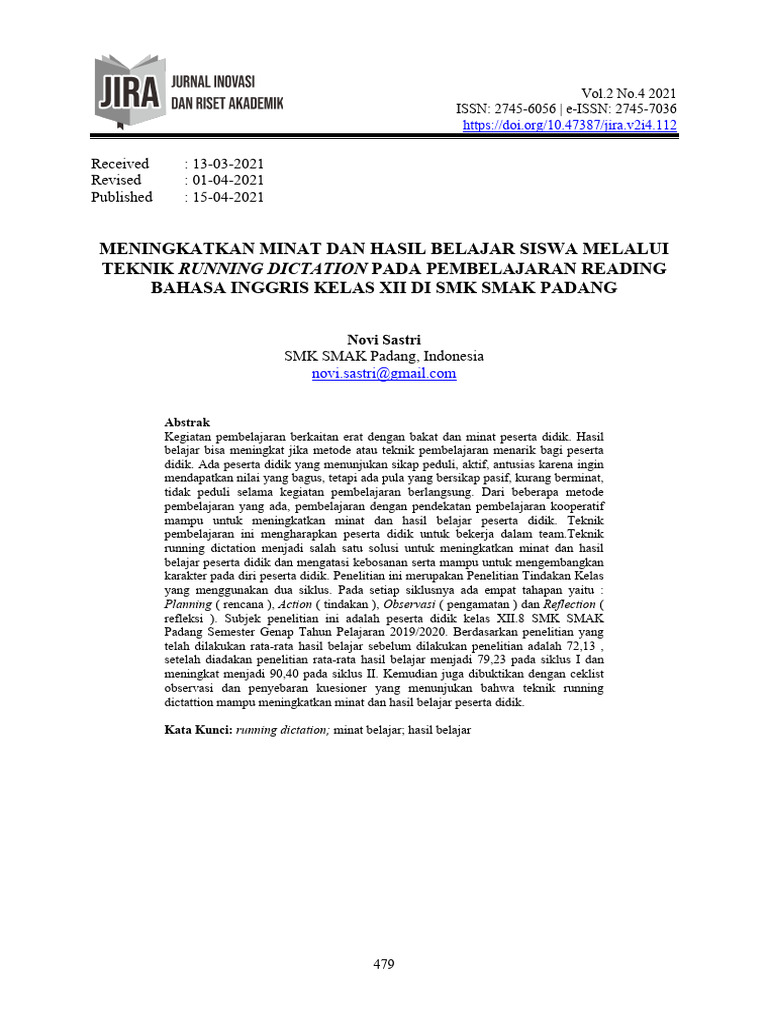 Running Dictation | PDF | Karier & Perkembangan