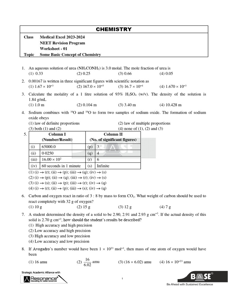 Some Basic Concepts of Chemistry | PDF | Mole (Unit) | Atoms