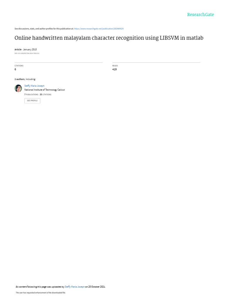 Malayalam Handwriting Study | PDF | Support Vector Machine | Optical ...