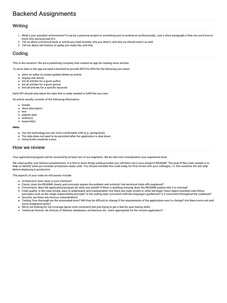 Backend Assignment | PDF Backend Assignment | PDF